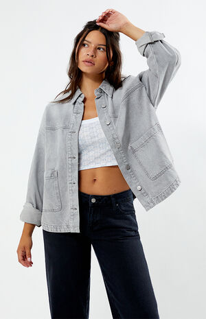 Pacsun Light Gray Denim Shacket | PacSun