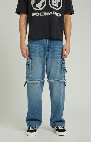 Pacsun Dylan Zip Off Cargo Baggy Jeans Medium Blue | PacSun