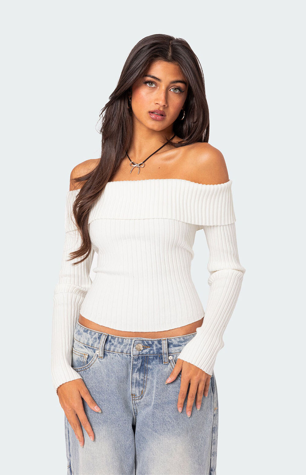 Edikted Lauren Knit Fold Over Top | Pacsun