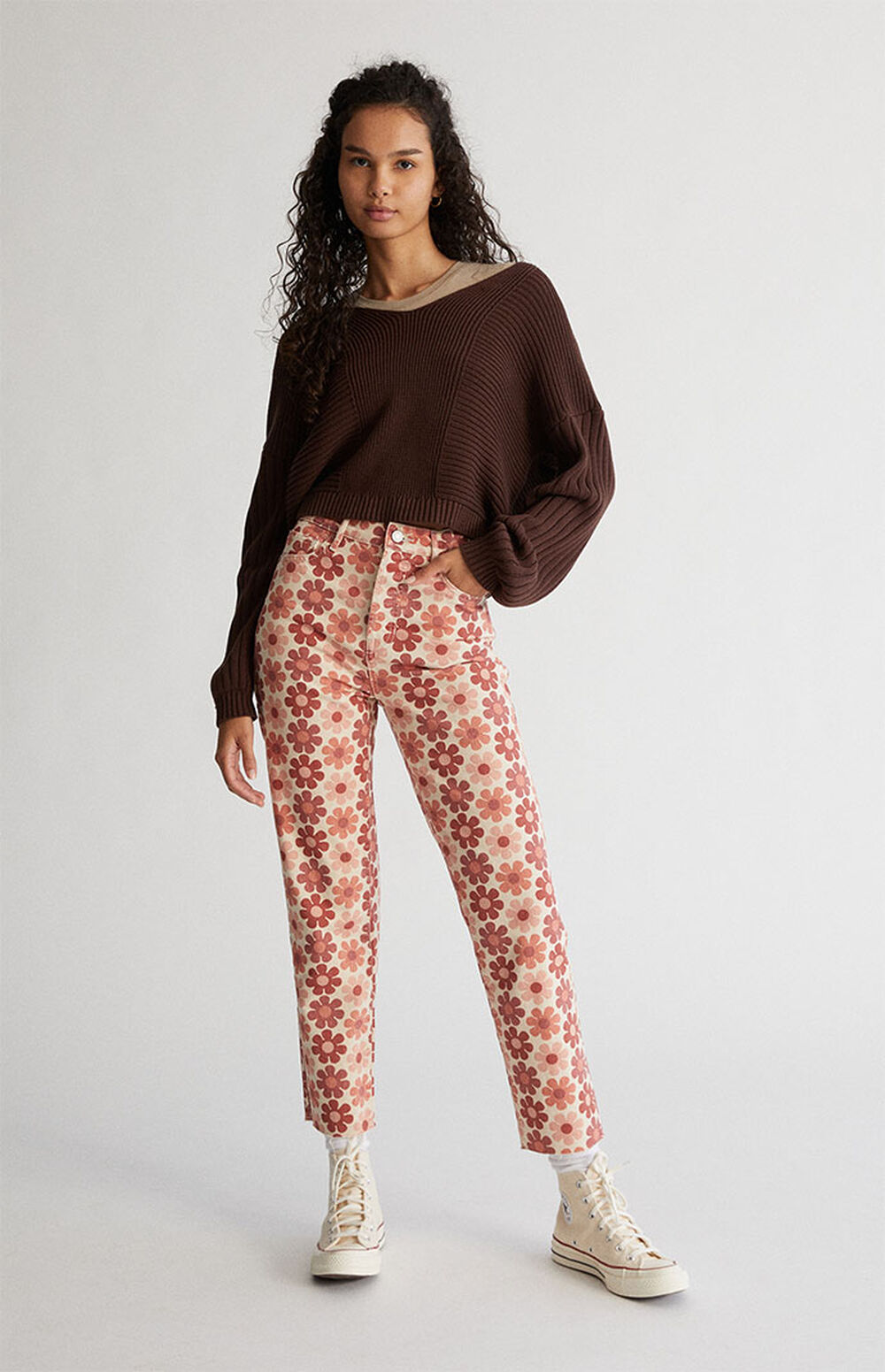 Pacsun Eco Flower High Waisted Straight Leg Jeans | PacSun