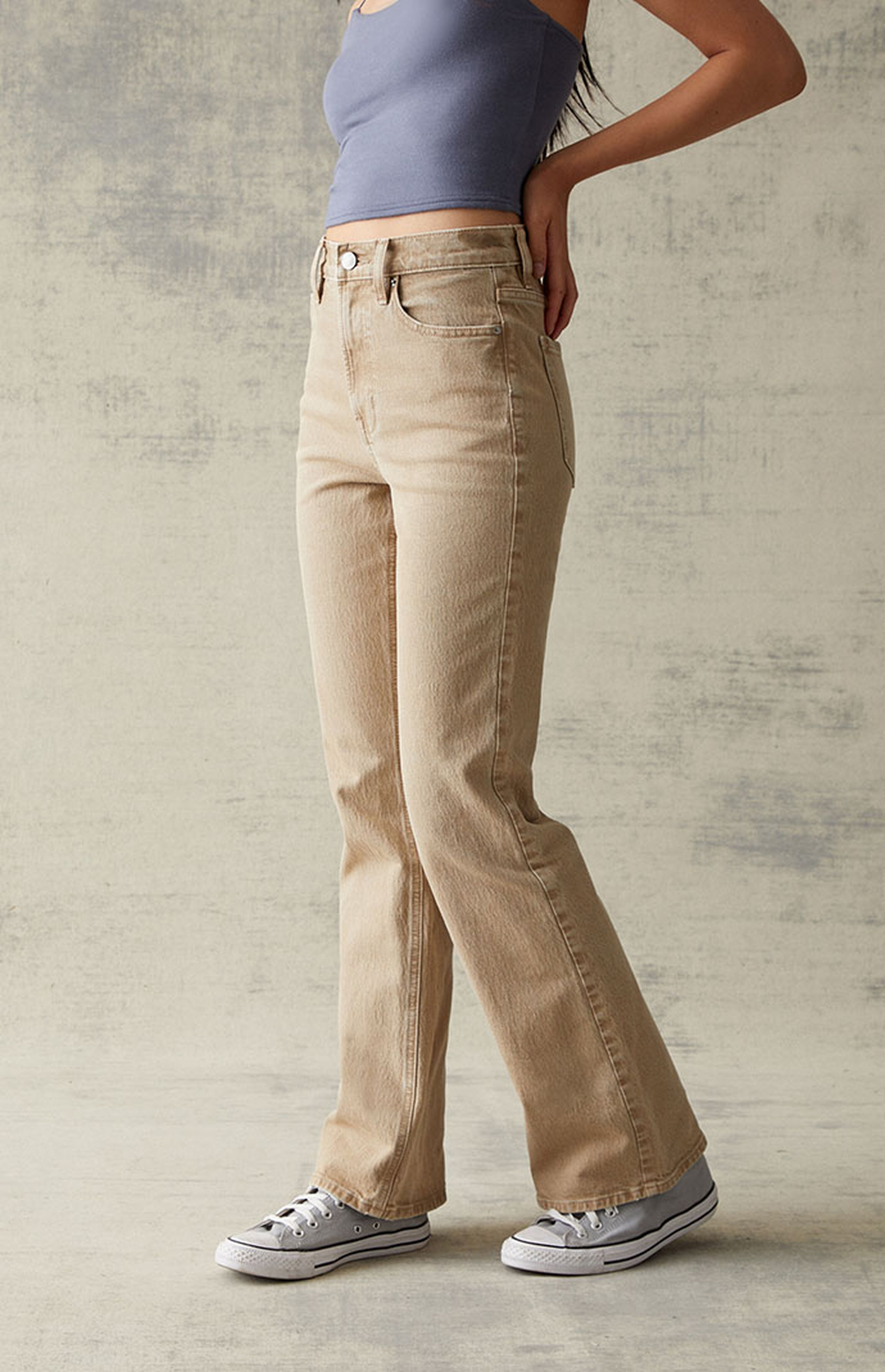 Pacsun Beige Stretch High Waisted Bootcut Jeans | PacSun