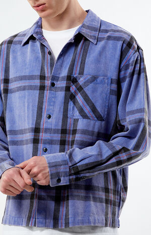 Pacsun Blue Washed Cropped Flannel Shirt | PacSun