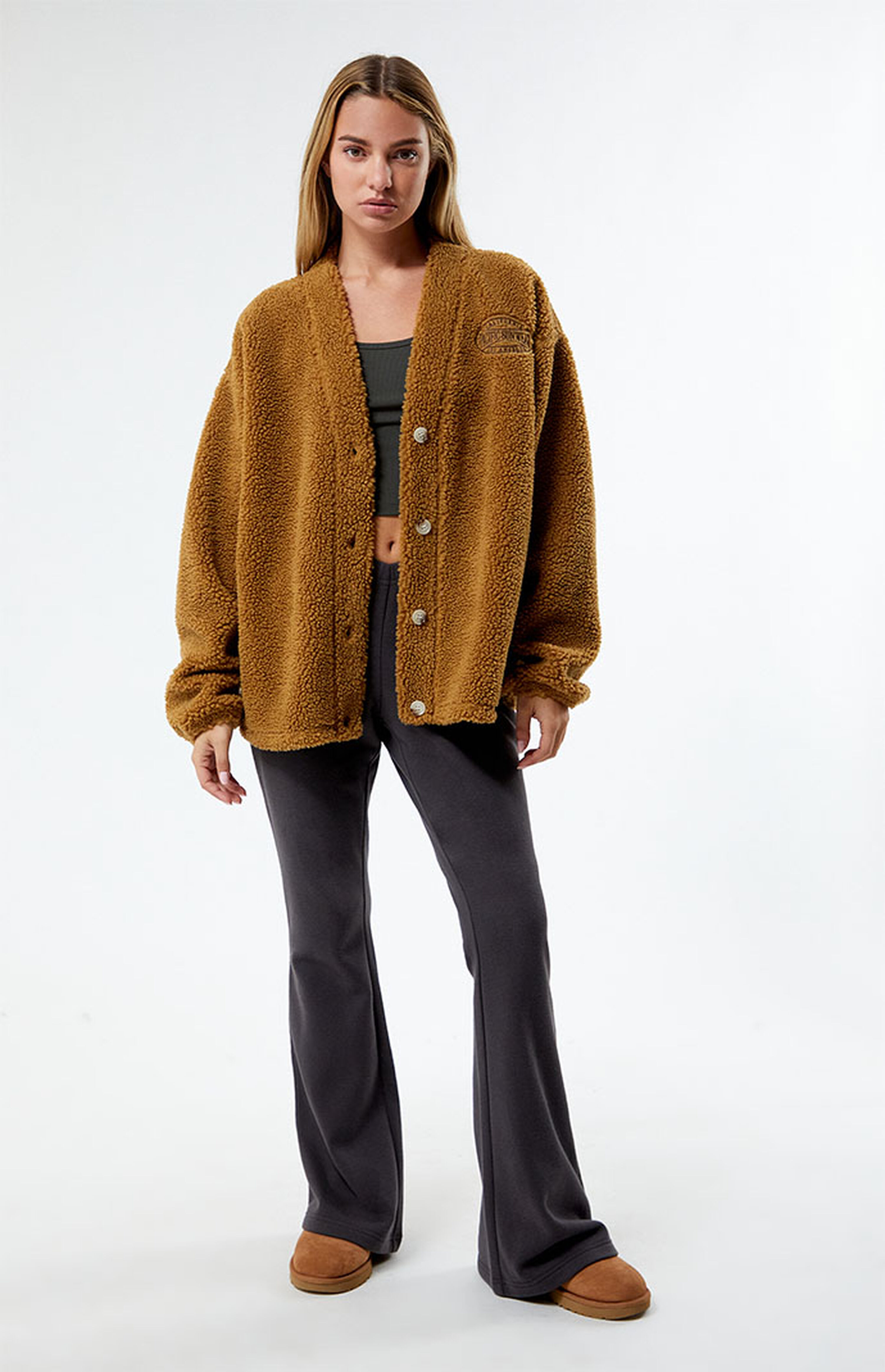 Pacsun Pacific Sunwear Emblem Sherpa Boyfriend Cardigan | PacSun