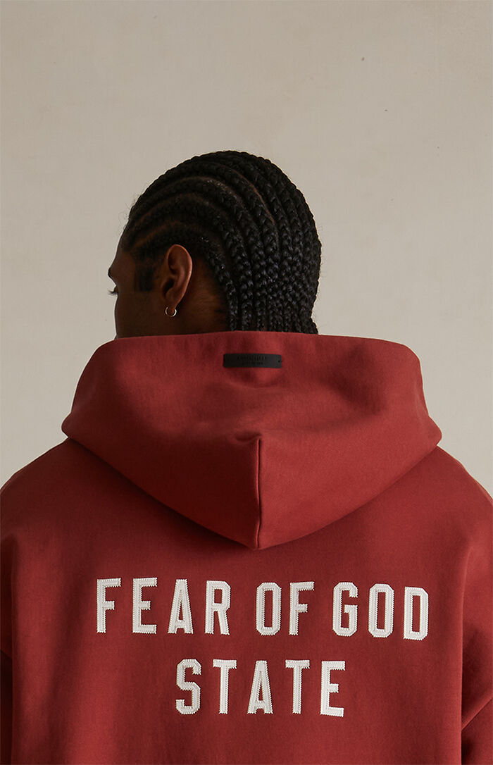 Fear of God ESSENTIALS Crimson Heavy Fleece Full Zip Hoodie | Pacsun