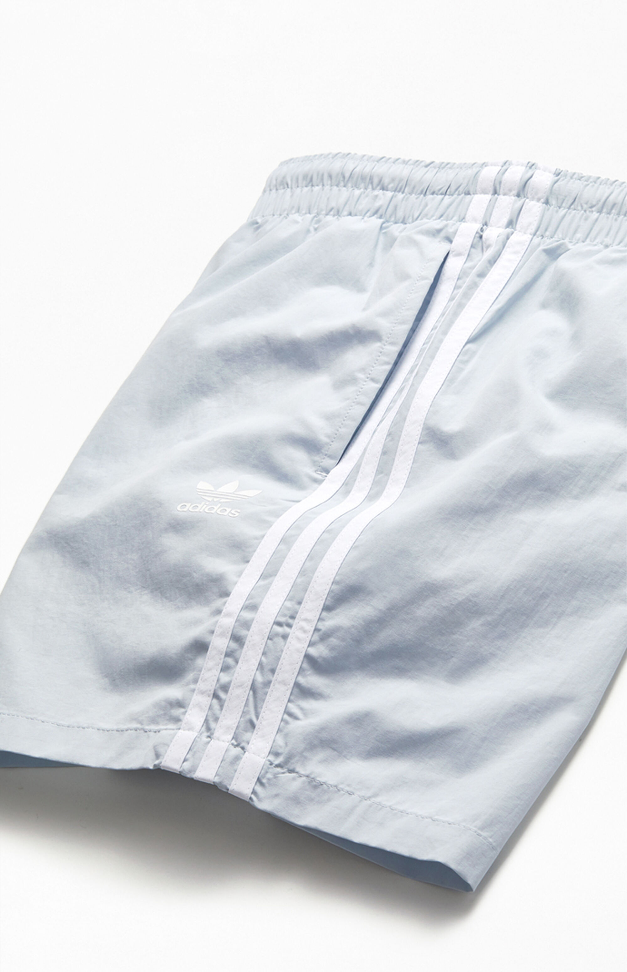 adidas Recycled Blue 3-Stripes 16" Swim Trunks | Pacsun