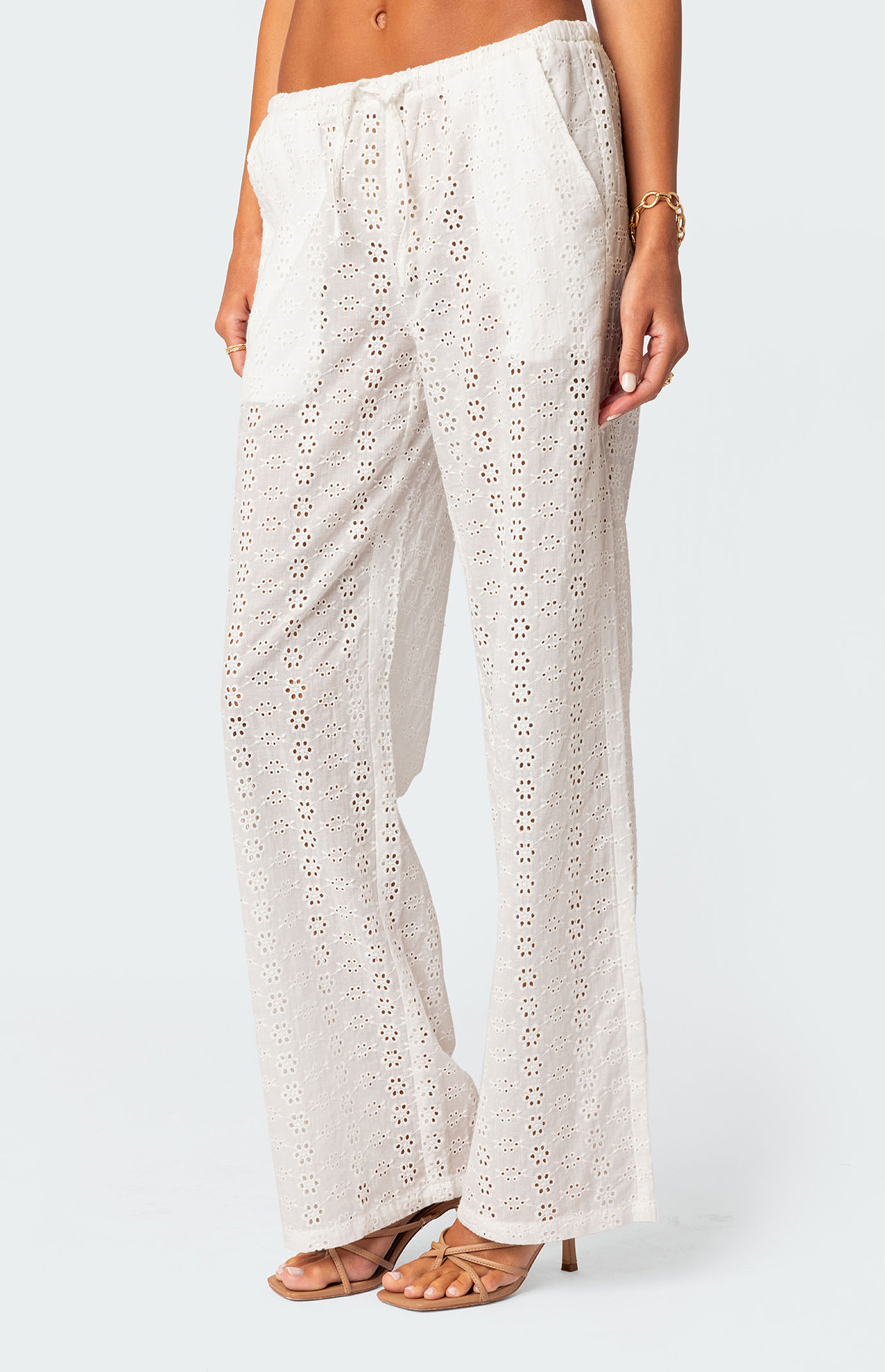 Edikted Lemon Lacey Cotton Pants | PacSun