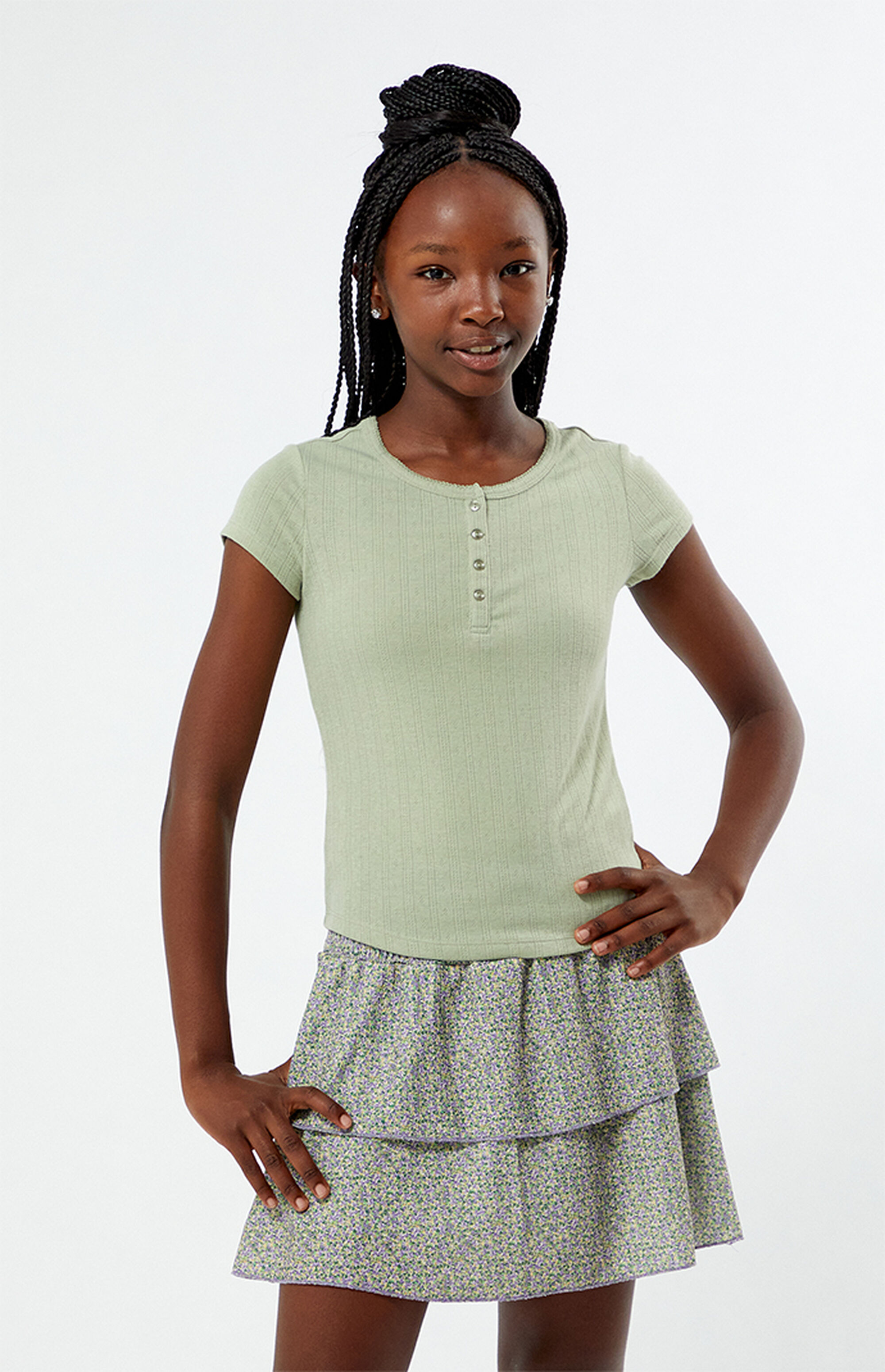 Pacsun Kids Sage Henley Skimmer Top | Pacsun