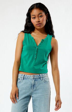 Est. PAC 1980 Vintage Wash Notched Button Tank Top | PacSun