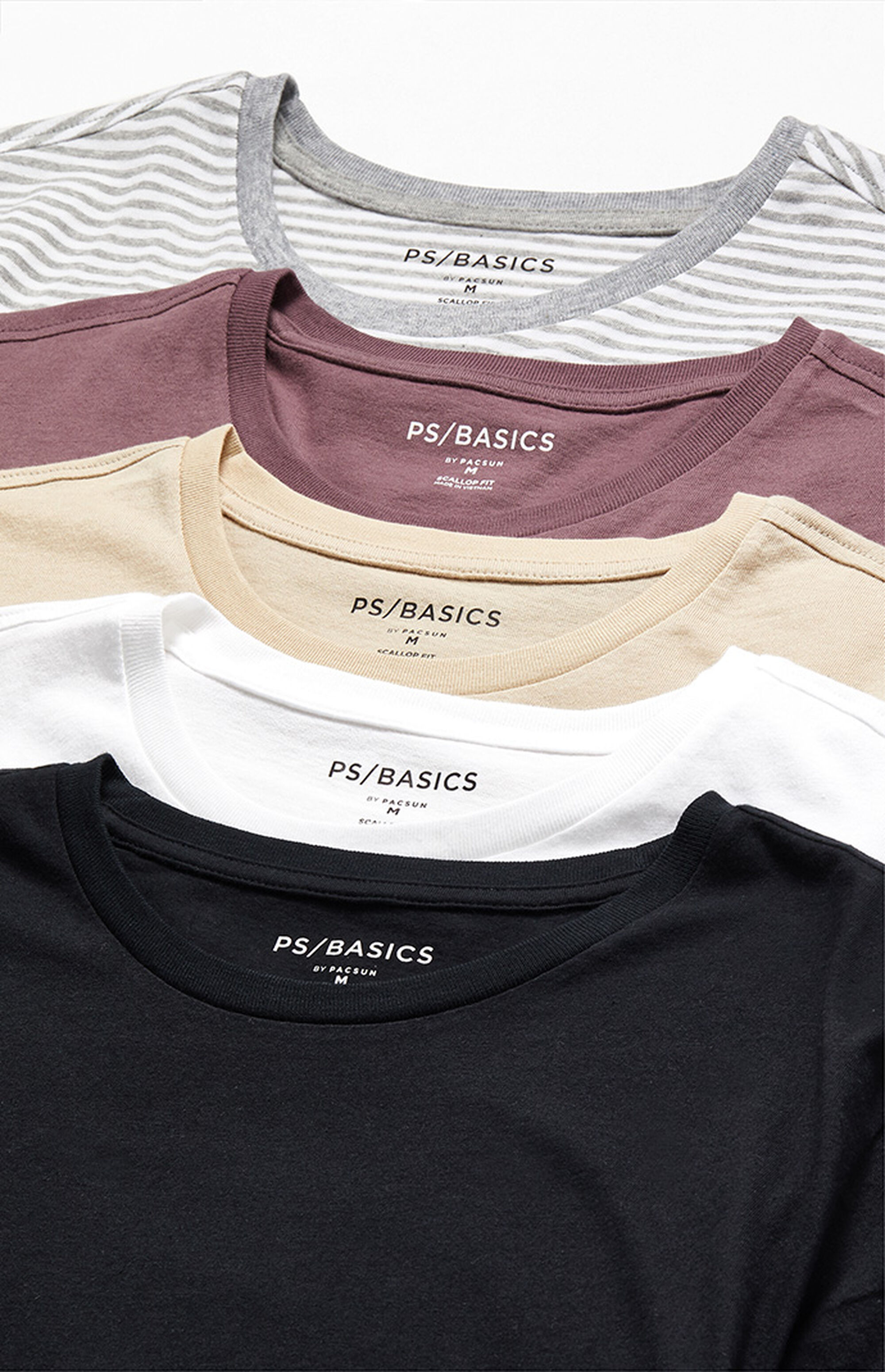 PS Basics 5-Pack Scallop T-Shirts | PacSun