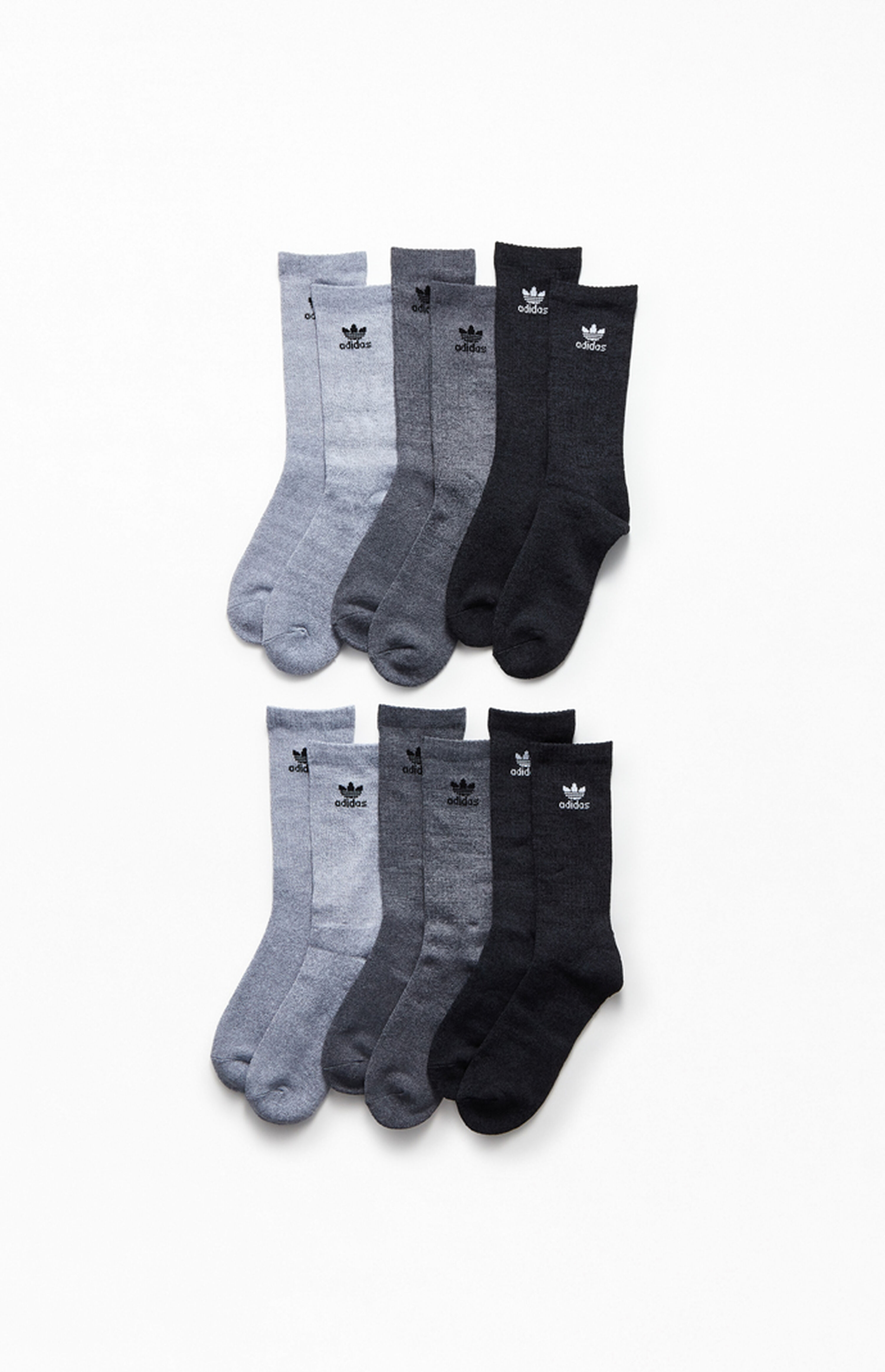 adidas Gray & Black Six-Pack Trefoil Crew Socks | PacSun
