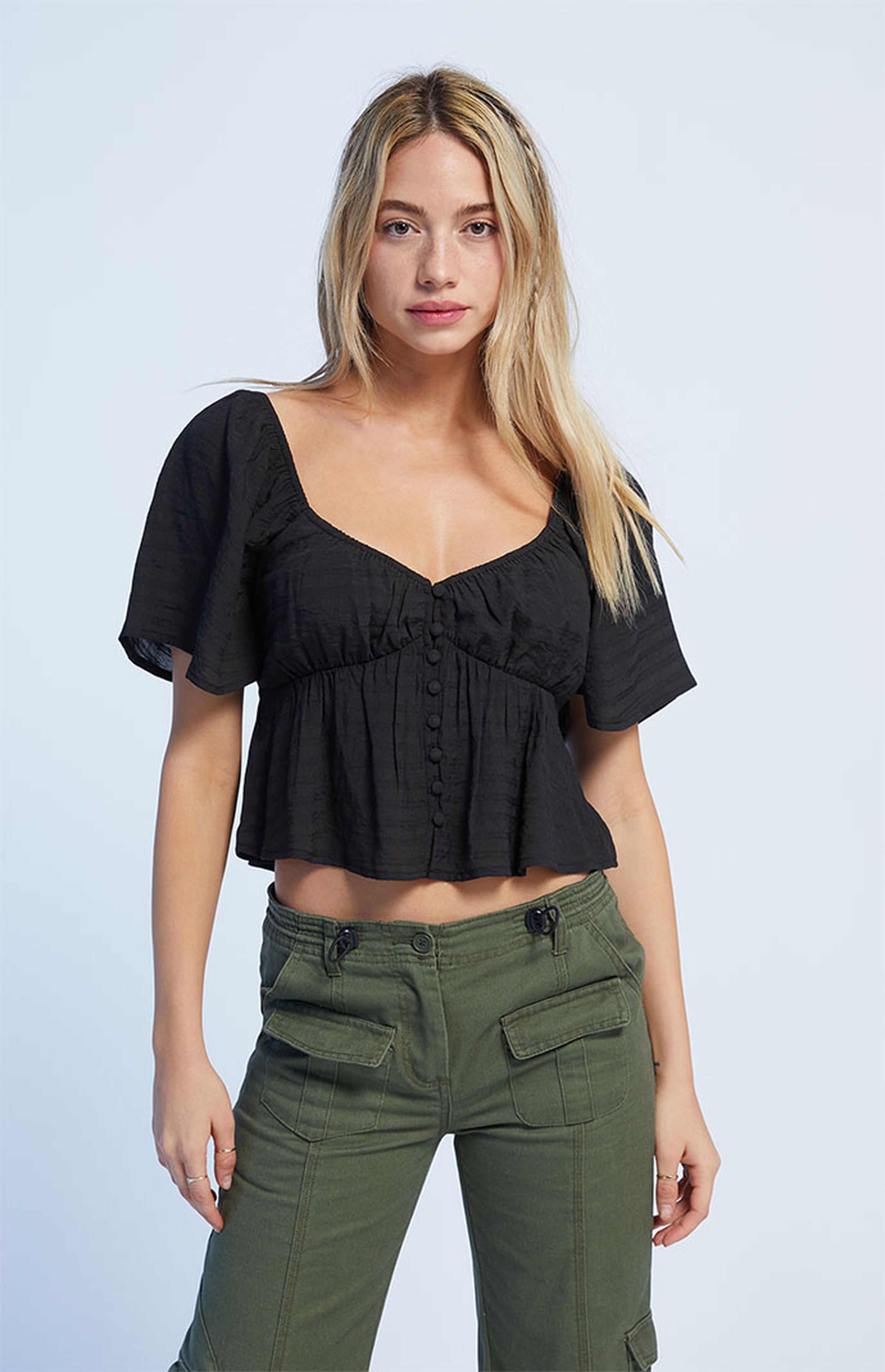 LA Hearts Smocked Button Front Top | PacSun