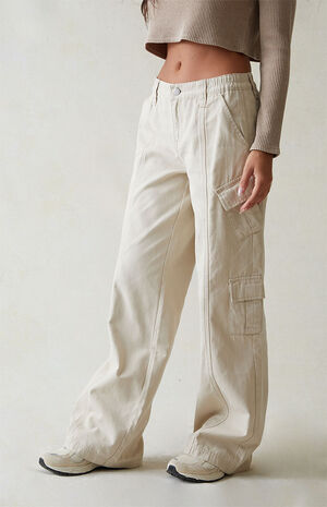 Pacsun Off White Low Rise Puddle Pants | PacSun
