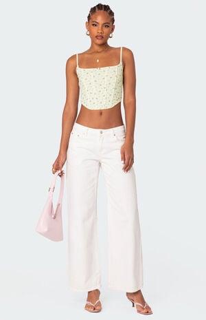 Edikted Rosey Printed Pointelle Corset Top | PacSun