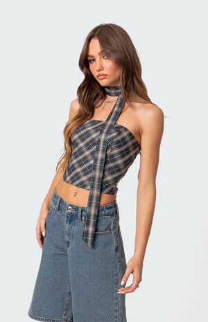 Edikted Plaid Two Piece Scarf Top | PacSun