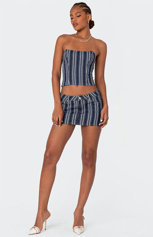 Edikted Inez Striped Denim Mini Skirt | PacSun