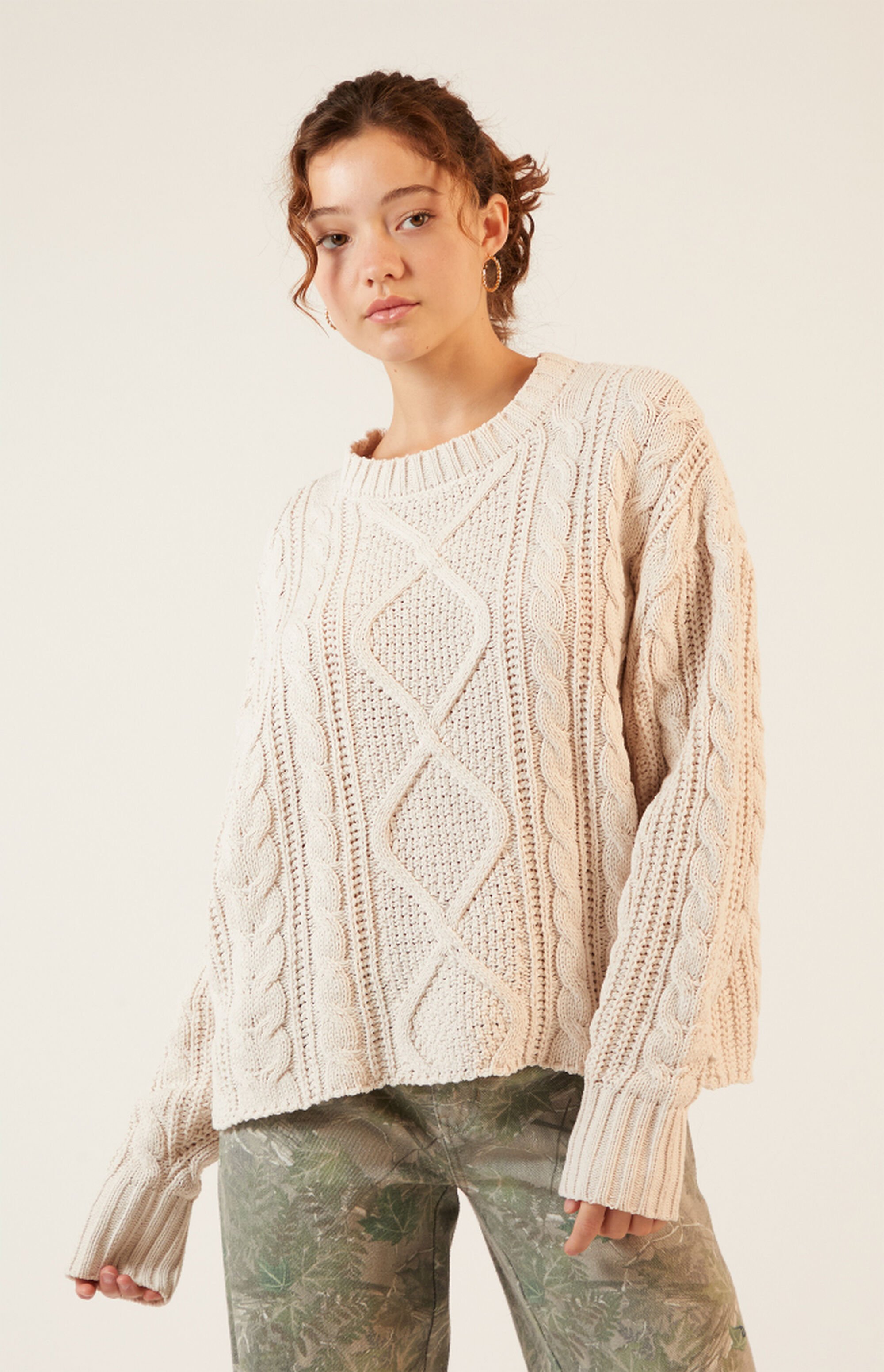 LA Hearts Violet Cable Knit Boxy Sweater | PacSun