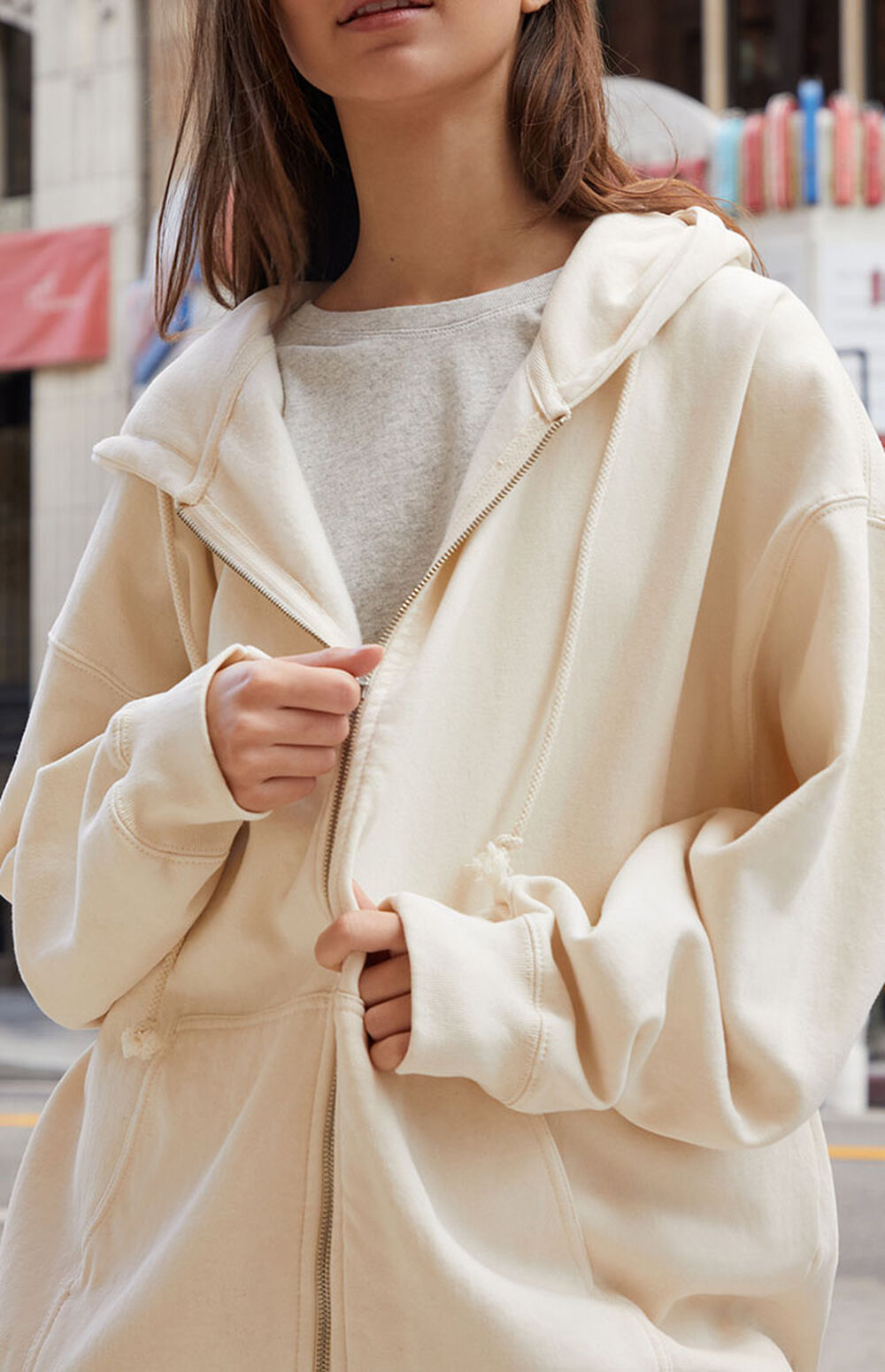 John Galt Off White Full Zip Hoodie | PacSun