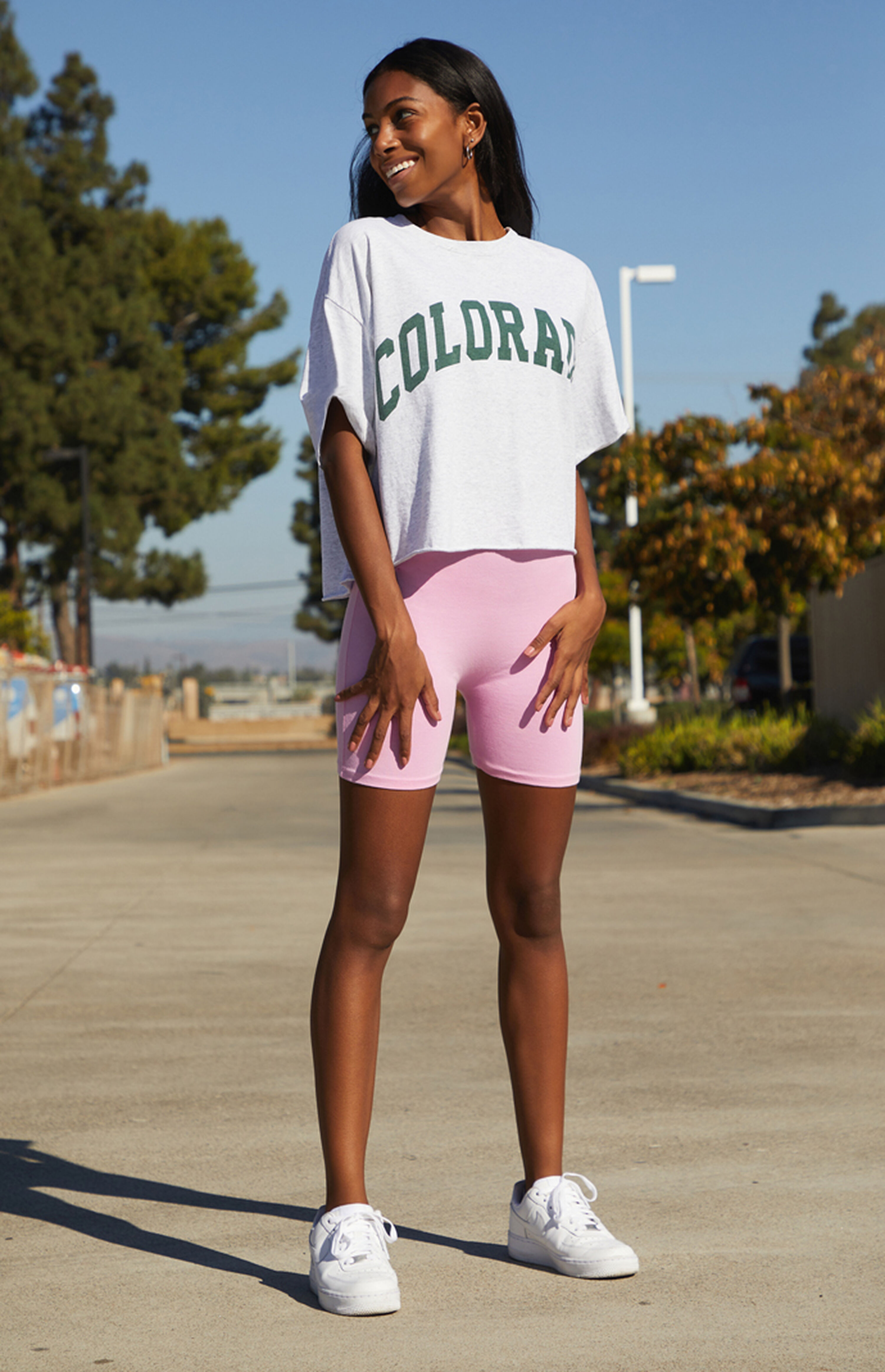 John Galt Pink Griffin Biker Shorts | PacSun
