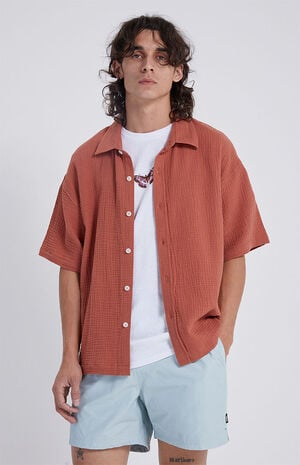 burnt orange button down shirt