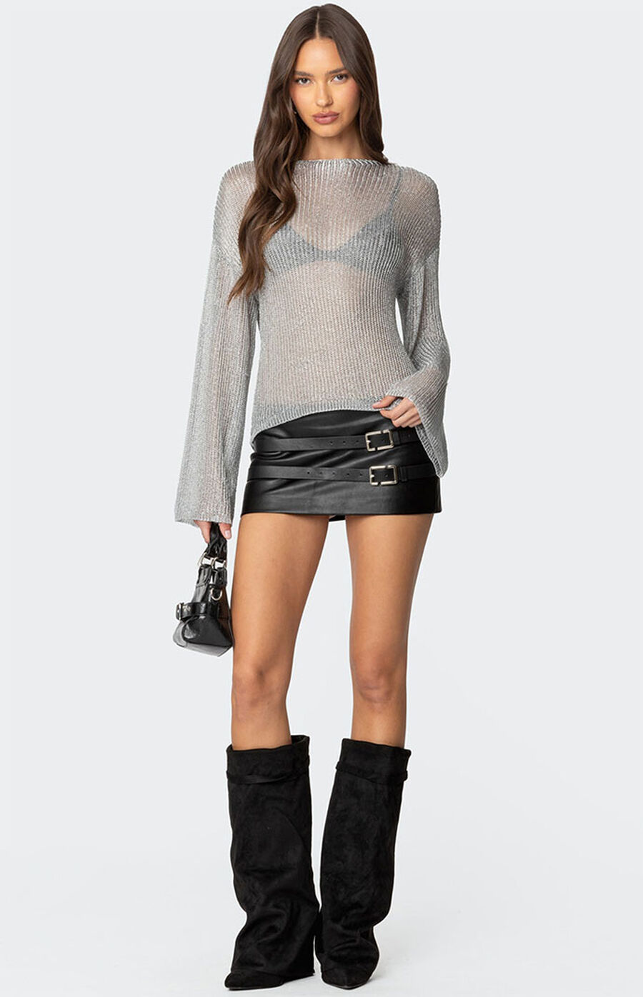 Edikted Drop Shoulder Sheer Knit Sweater | Pacsun