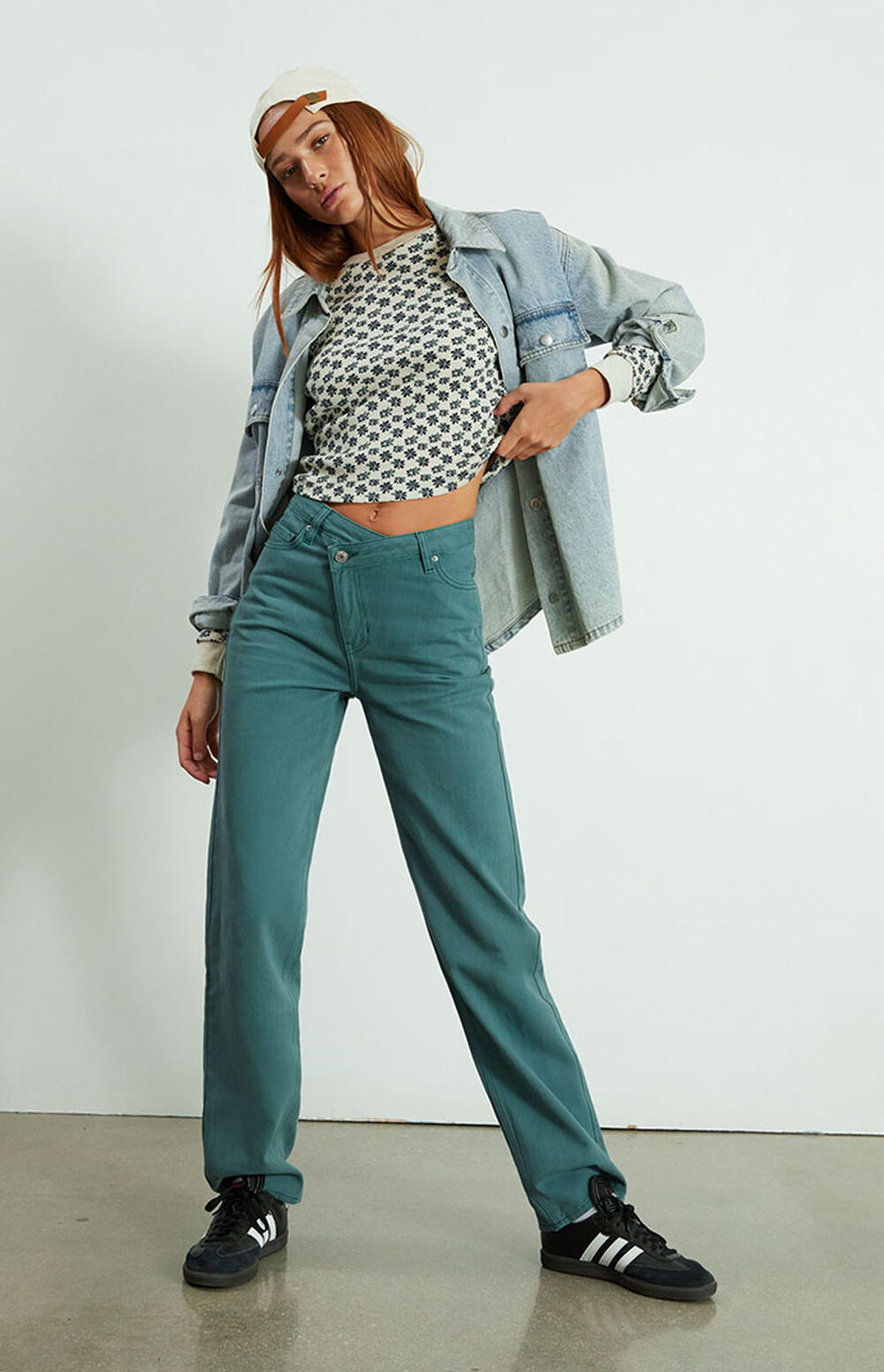 Pacsun Green Asymmetrical Waistband Boyfriend Jeans | Pacsun