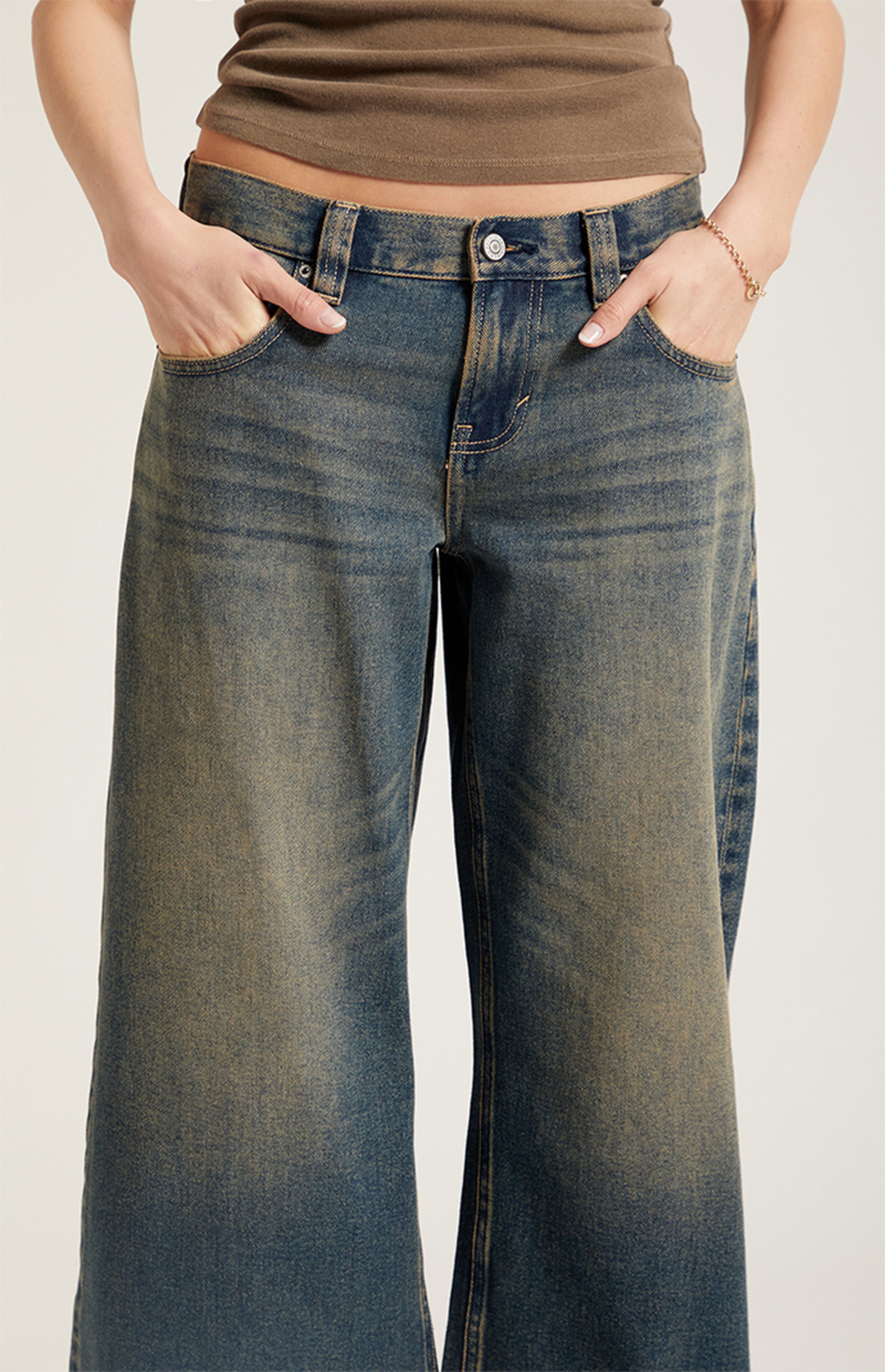 Pacsun Sloane Low Rise Ultra Baggy Jeans Dark Blue Tint | Pacsun