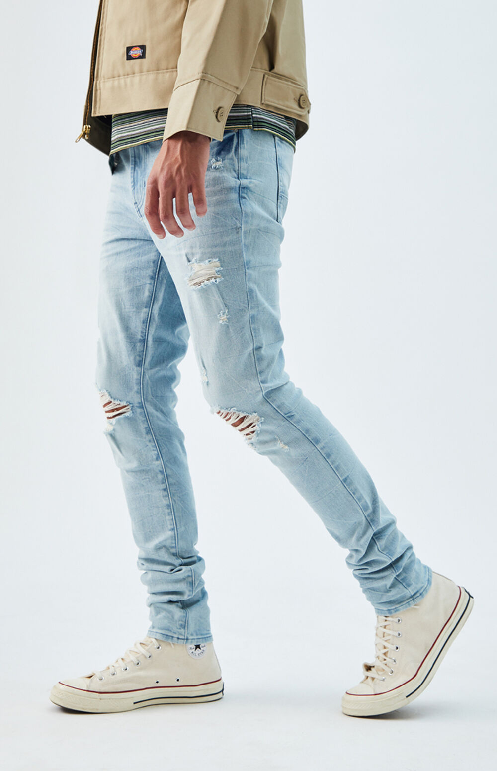 PacSun Light Ripped Stacked Skinny Jeans | PacSun