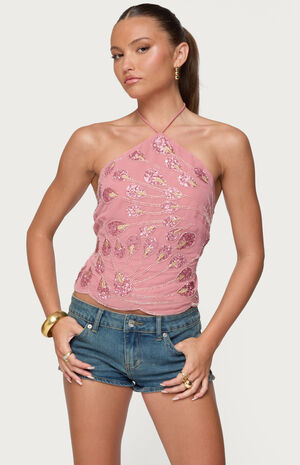 sequin embroidered top