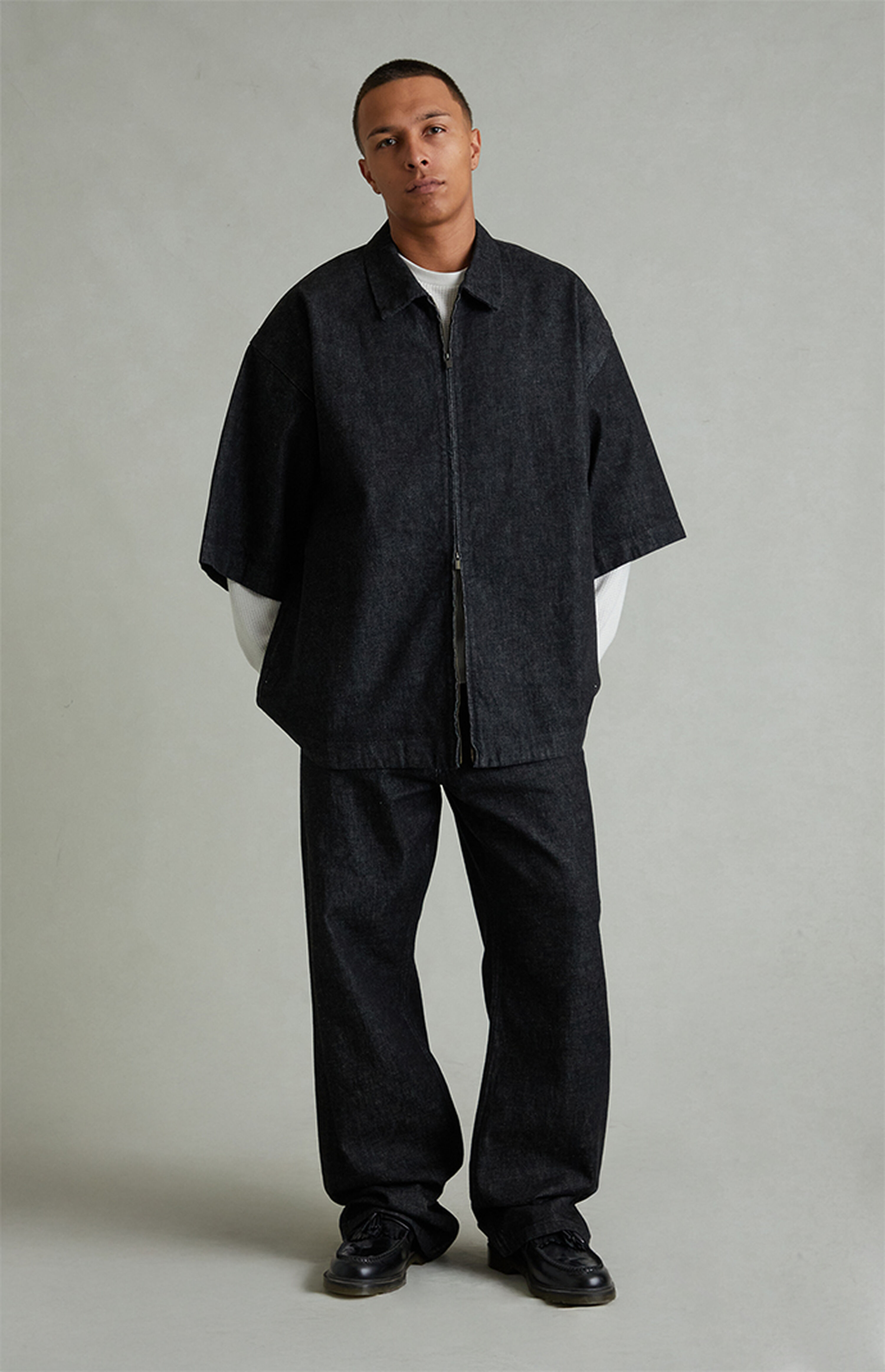 Fear of God ESSENTIALS Vintage Black Denim Straight Work Pants | Pacsun