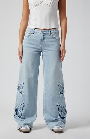 Pacsun Casey Low Rise Baggy Jeans Butterfly Light Indigo | PacSun