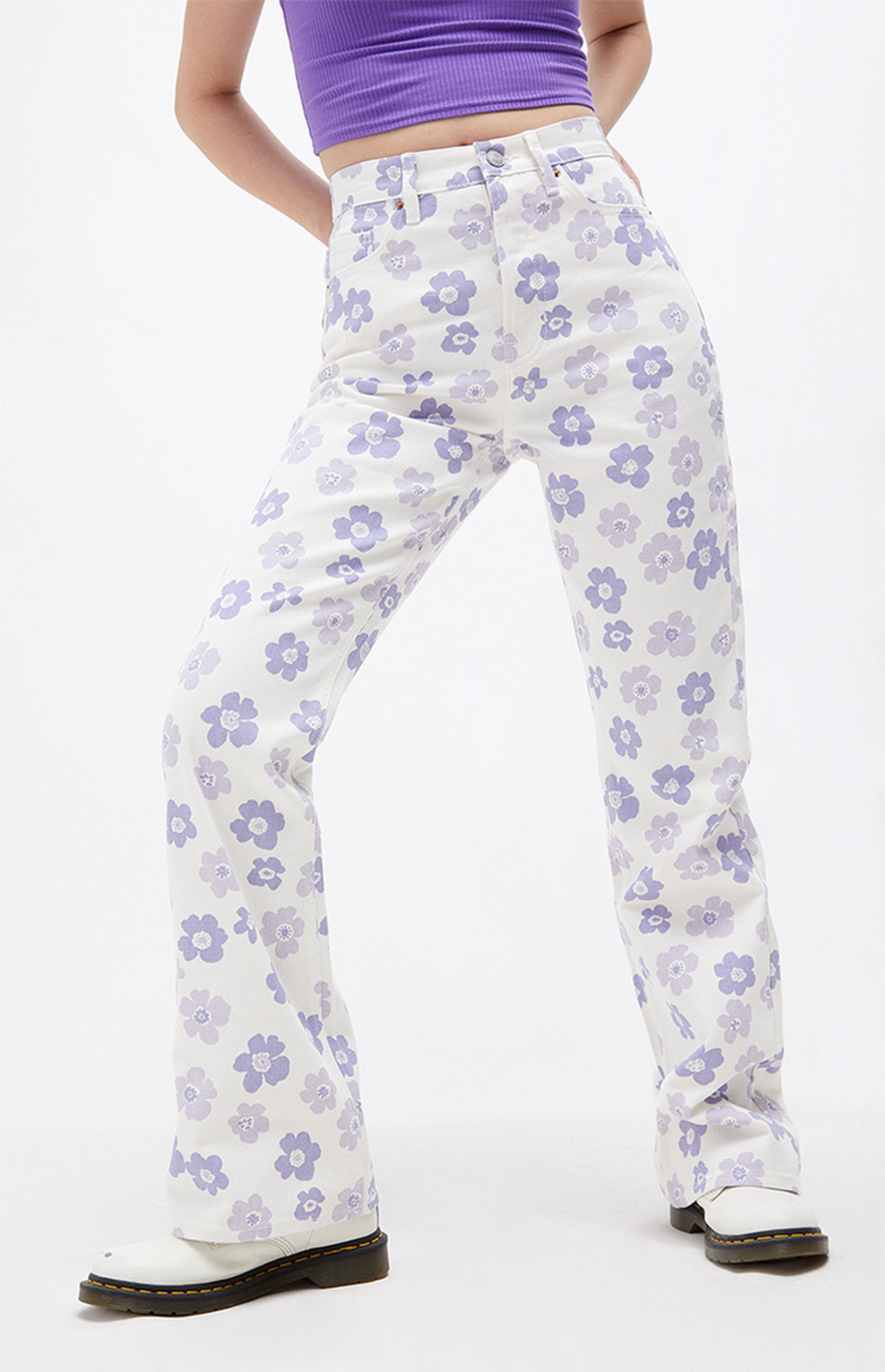 Pacsun Daisy Print High Waisted Bootcut Jeans | PacSun