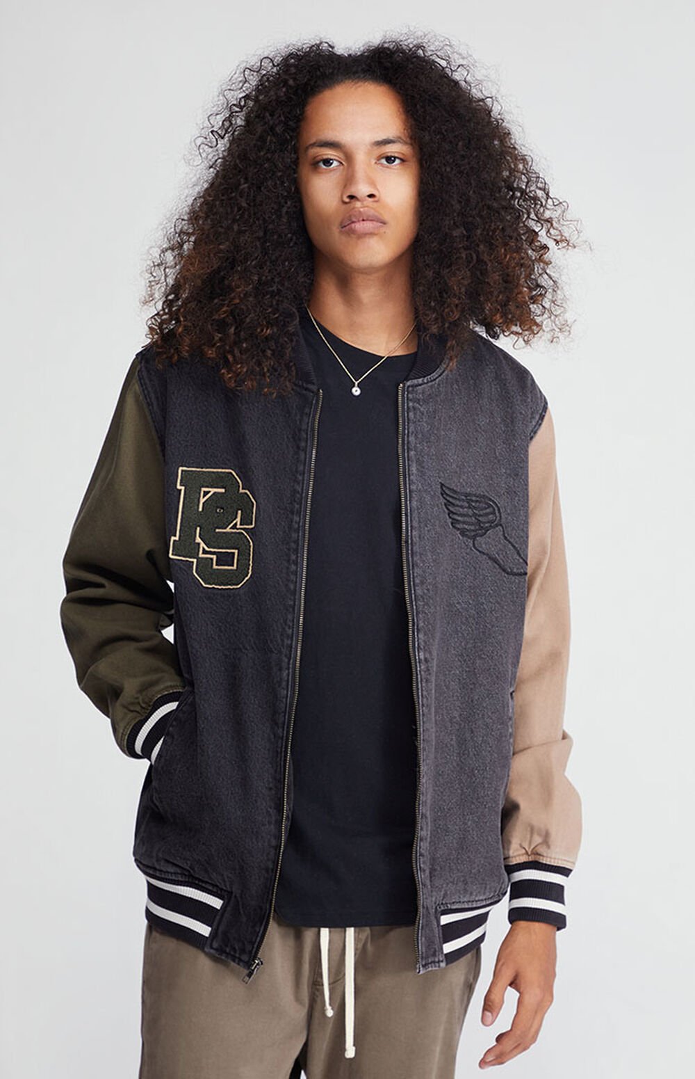 Pacsun Color Blocked Denim Varsity Jacket | PacSun