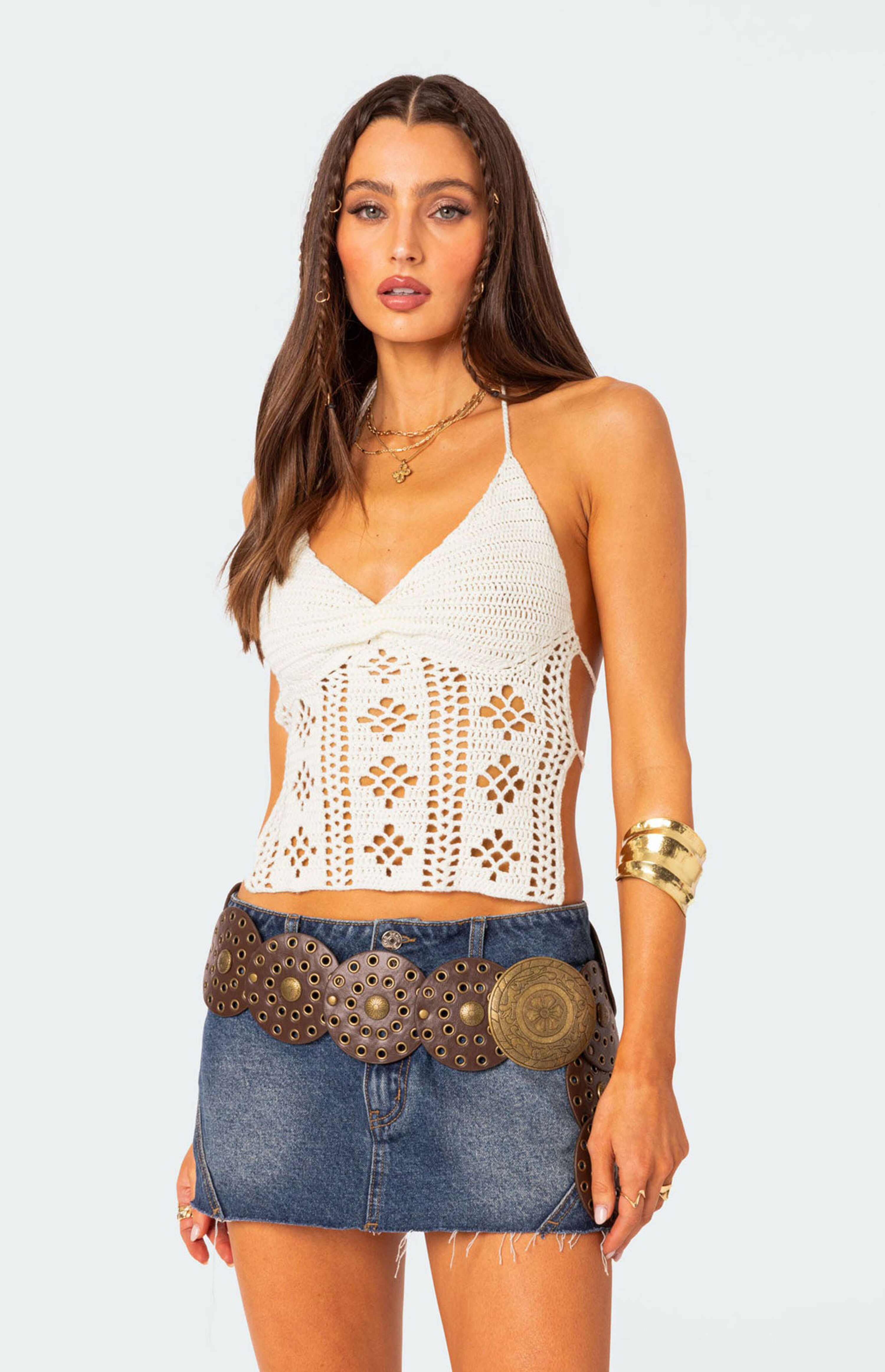 Edikted Jada Open Back Crochet Top | PacSun
