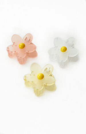 LA Hearts 3 Pack Clear Matte Daisy Hair Clips | PacSun