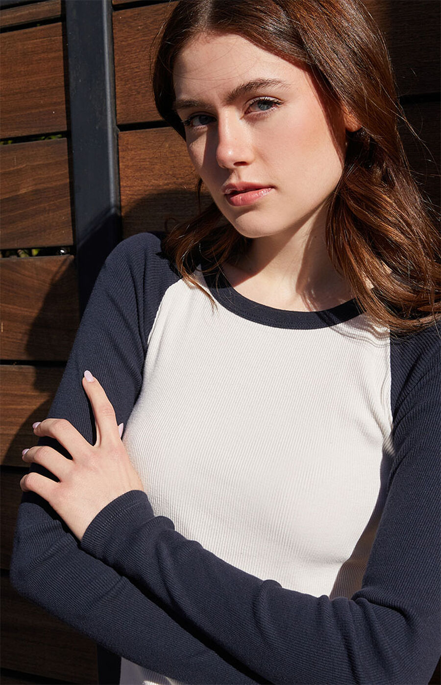 John Galt White & Black Bella Long Sleeve Colorblock Top | Pacsun
