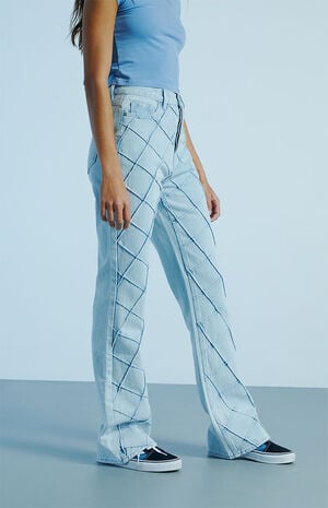 Pacsun Light Blue Pintuck High Waisted Bootcut Jeans | PacSun