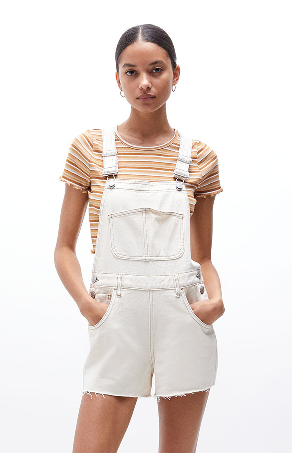 Pacsun Bone Baggy Short Overalls | PacSun