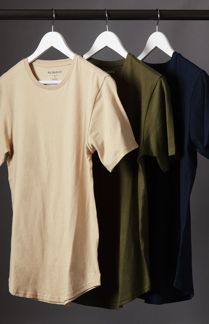 PS Basics Three Pack Scallop T-Shirts at PacSun.com