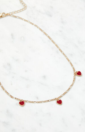 LA Hearts Three Red Hearts Chain Necklace | PacSun