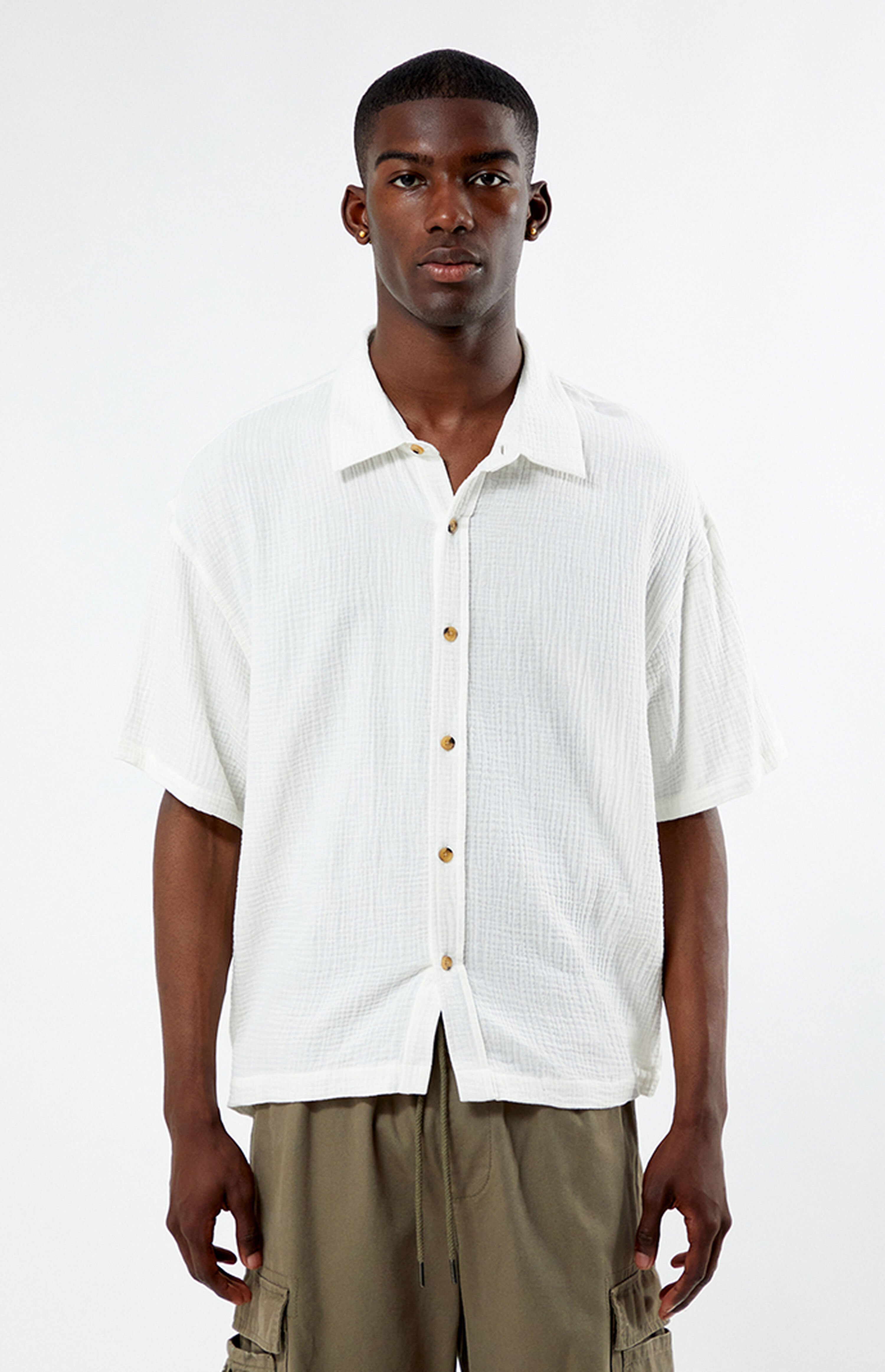 PacSun Cream Boxy Button Down Shirt | PacSun