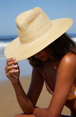 straw fedora beach