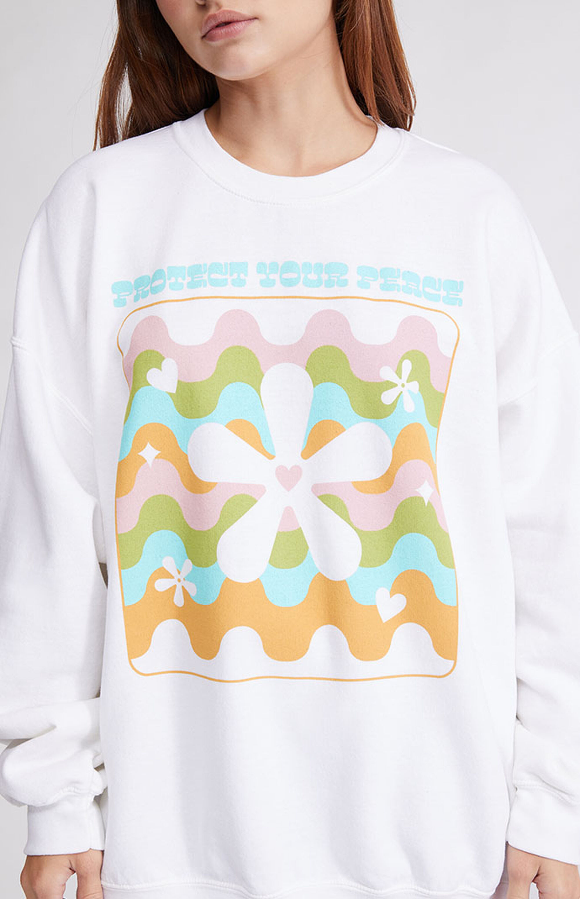 Golden Hour Protect Your Peace Oversized Crew Neck Sweatshirt | PacSun
