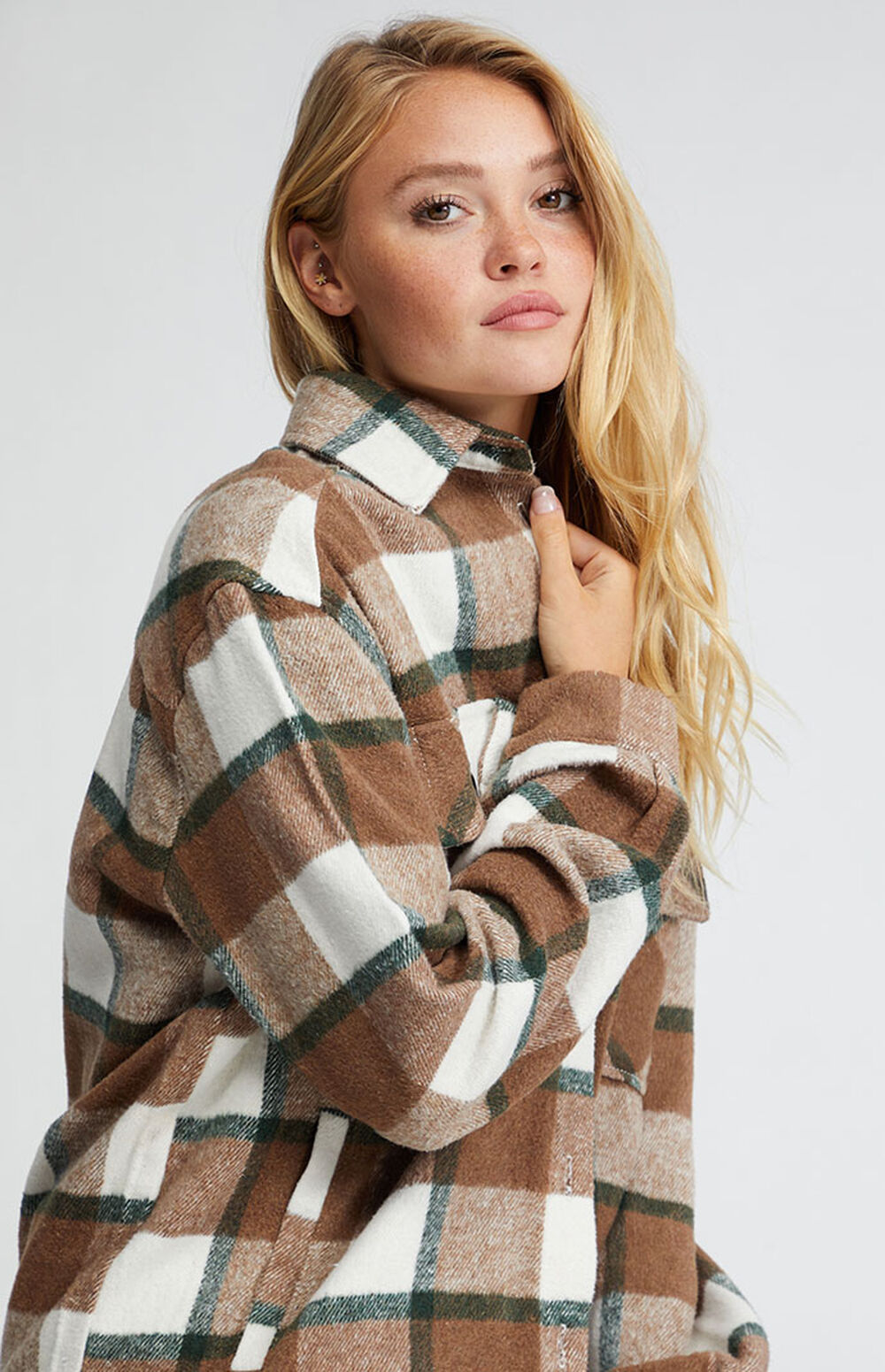 LA Hearts Tan Plaid Shacket | PacSun