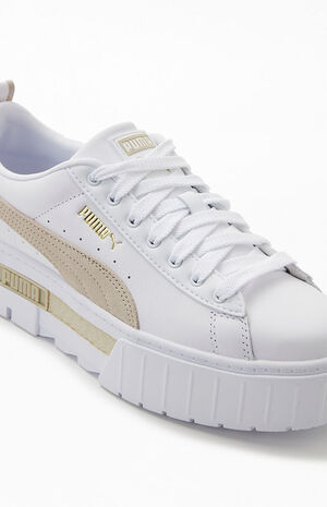 Puma Women's Cream Mayze Leather Sneakers | PacSun