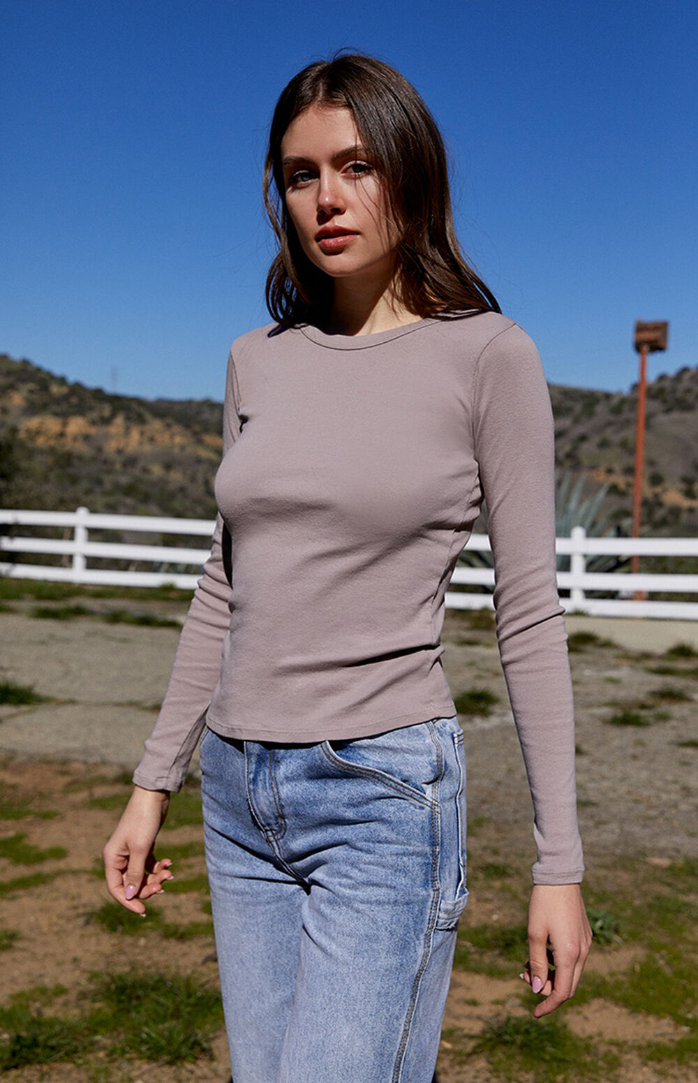 John Galt Mauve Tori Long Sleeve Top | PacSun