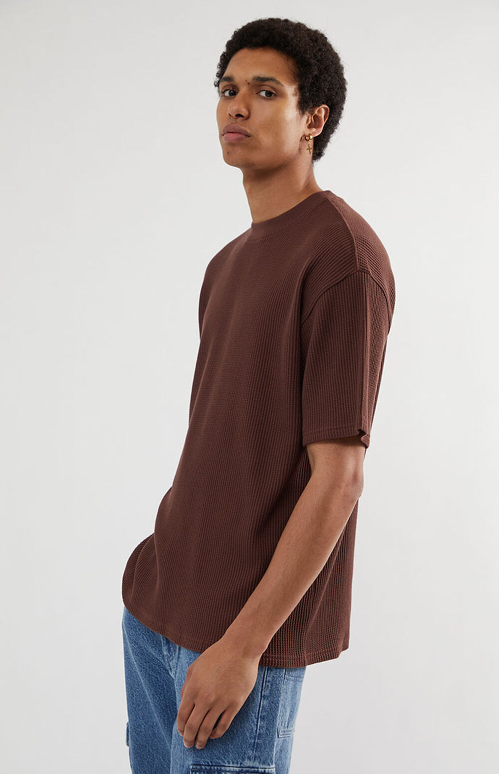 Pacsun Dark Brown Waffle Knit Boxy T-Shirt | PacSun