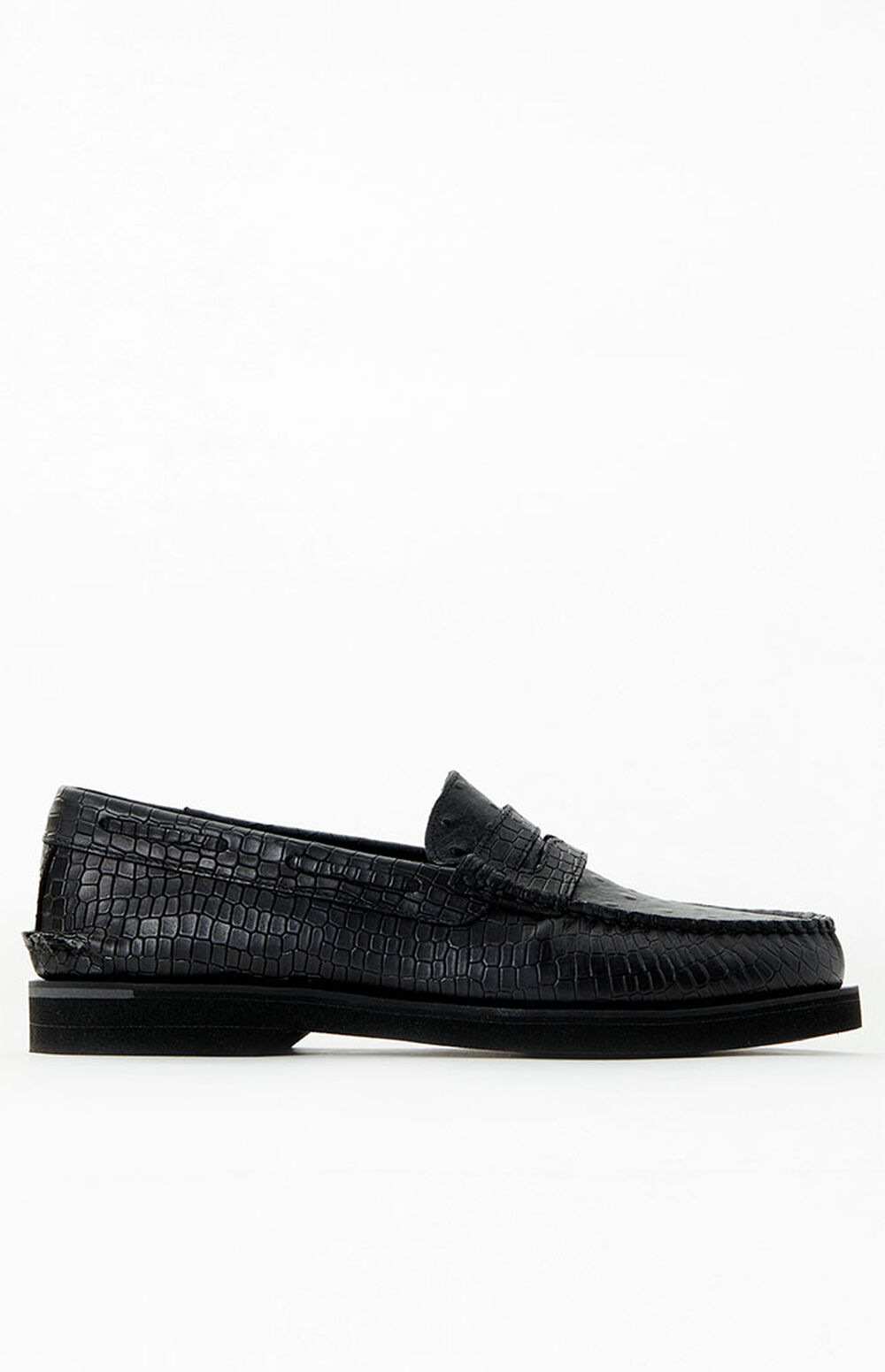 Sperry Black Eco Authentic Original Penny Double Sole Croc Embossed ...