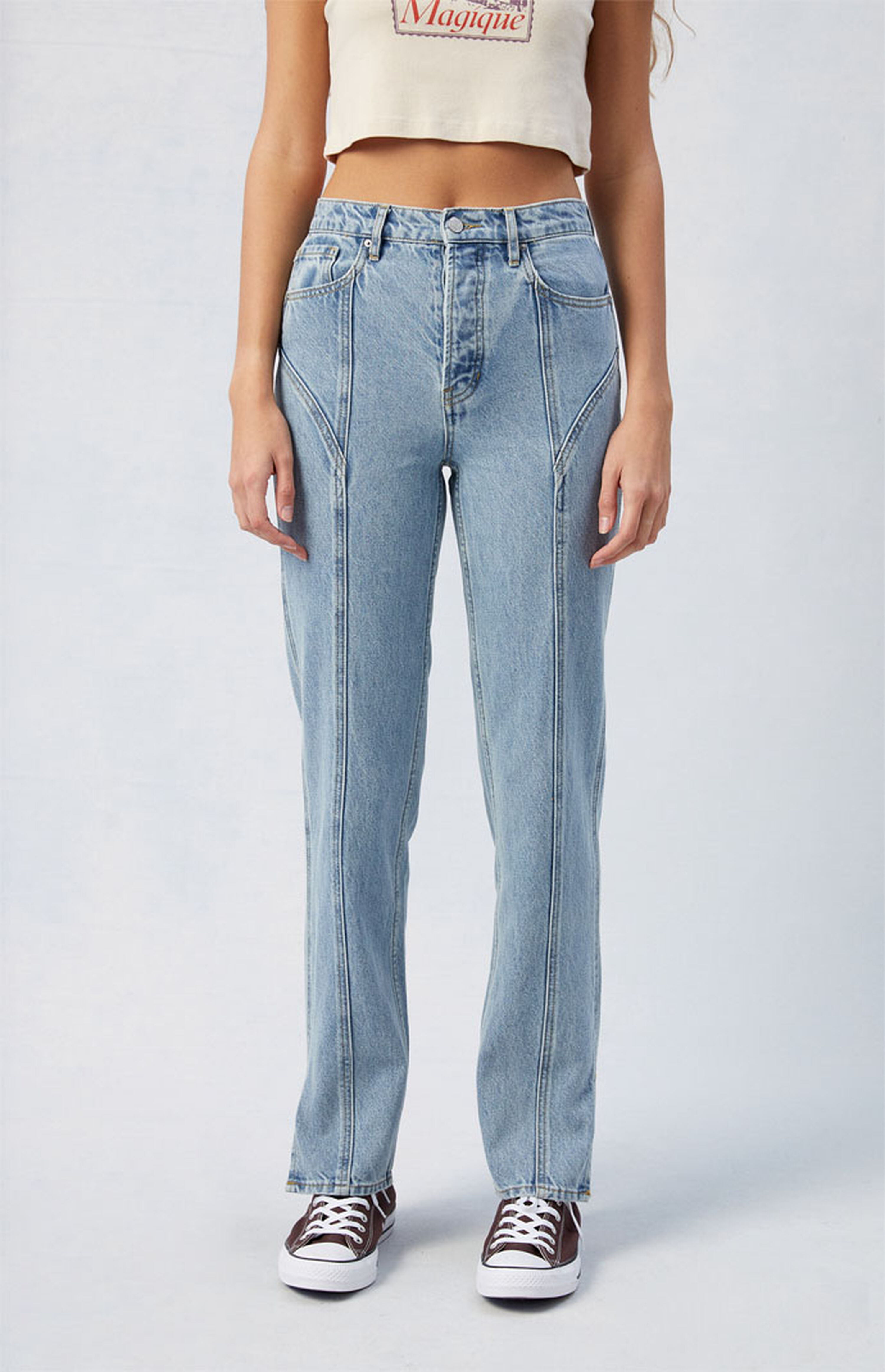 Pacsun Light Indigo Seamed Dad Jeans | Pacsun
