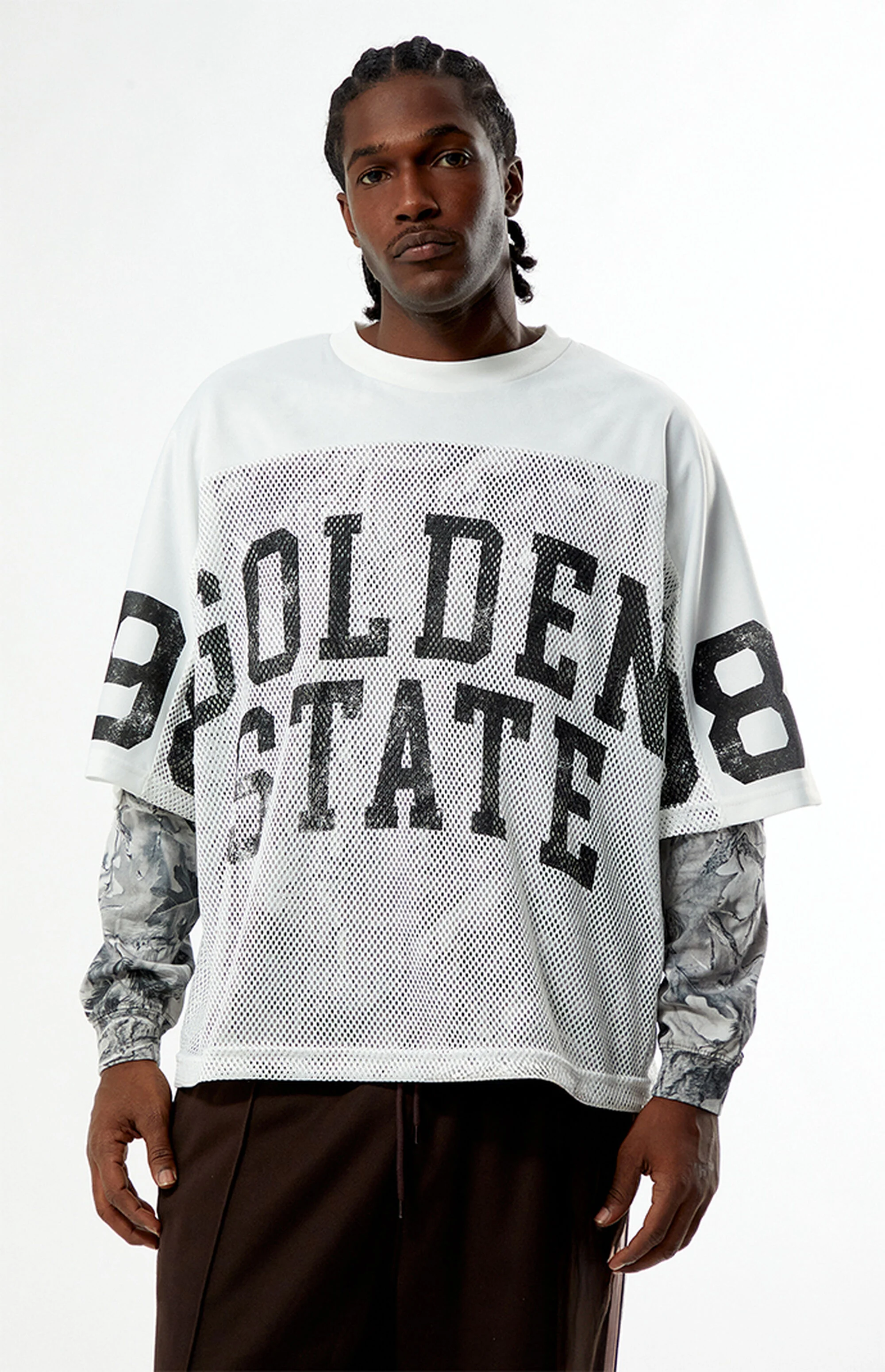 Pacsun Golden State Mesh Jersey 2fer Long Sleeve T-Shirt | Pacsun