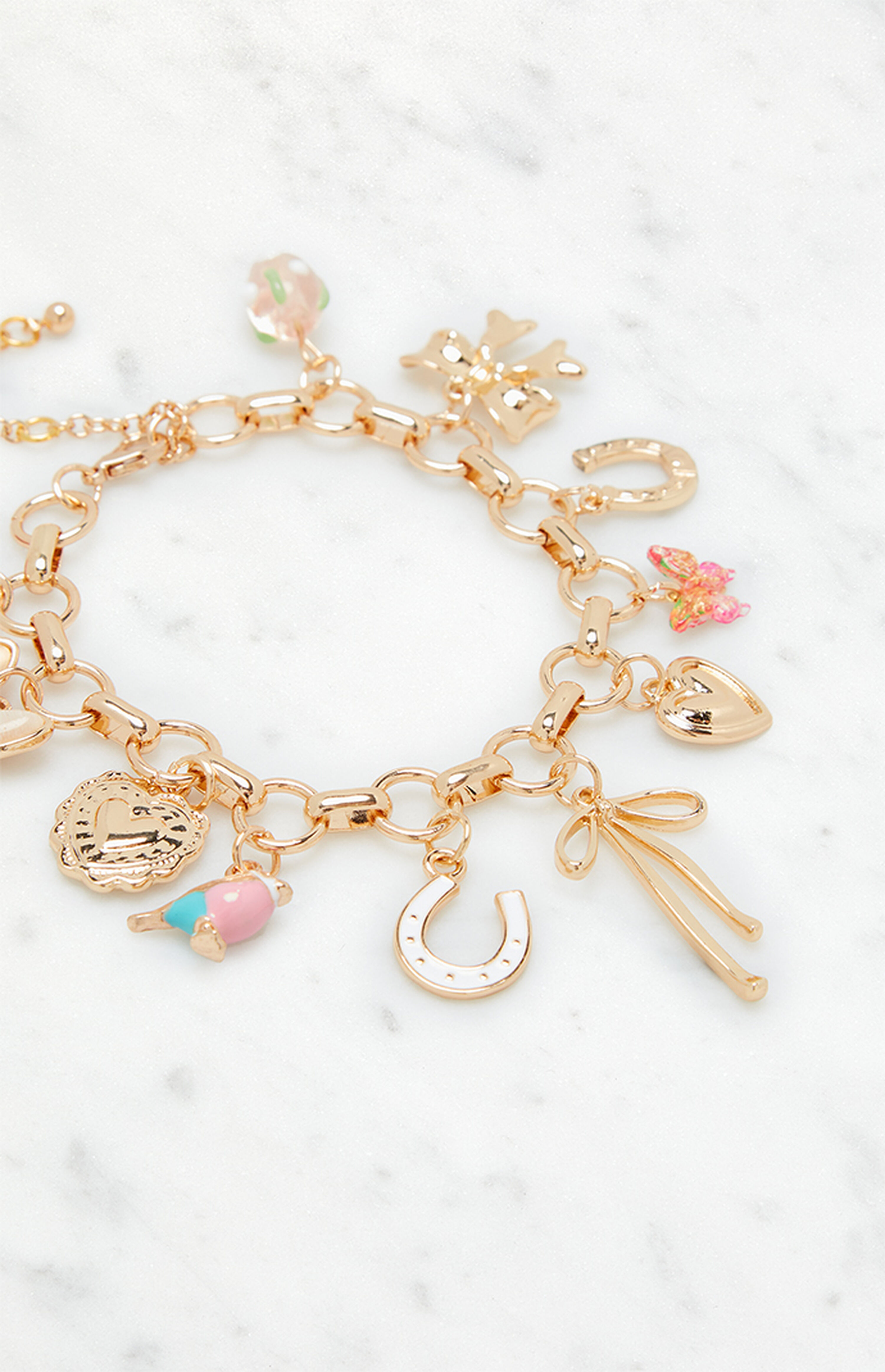 LA Hearts Pink Charm Bracelet | Pacsun